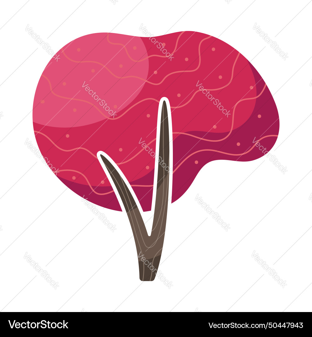 Fantasy cartoon flat red autumn tree abstract Vector Image