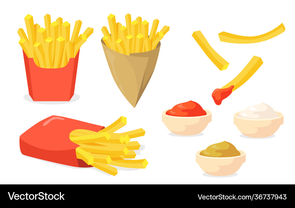 French fries set Royalty Free Vector Image - VectorStock