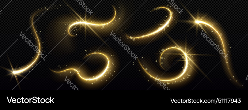 Gold magic star trail with glitter and light dust Vector Image