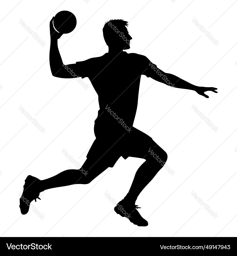 Handball player man silhouette Royalty Free Vector Image