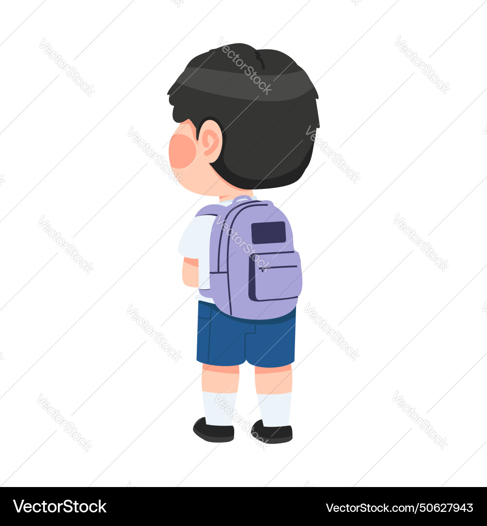 Kid boy student with backpack cartoon Royalty Free Vector