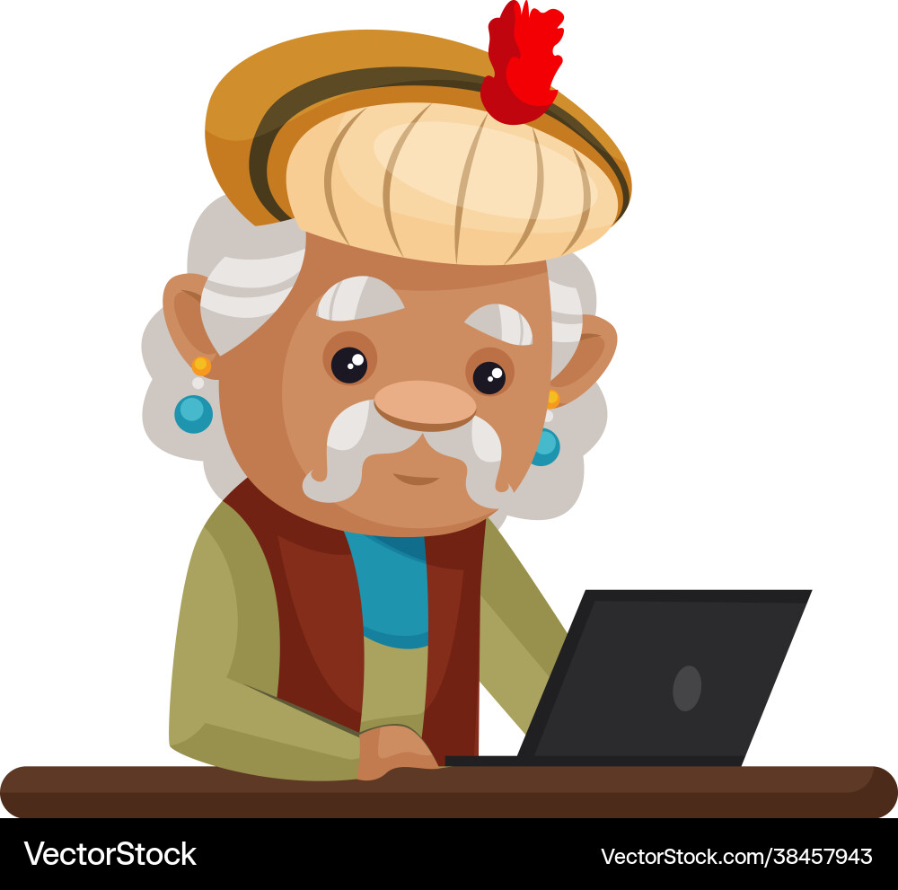 King akbar cartoon character Royalty Free Vector Image