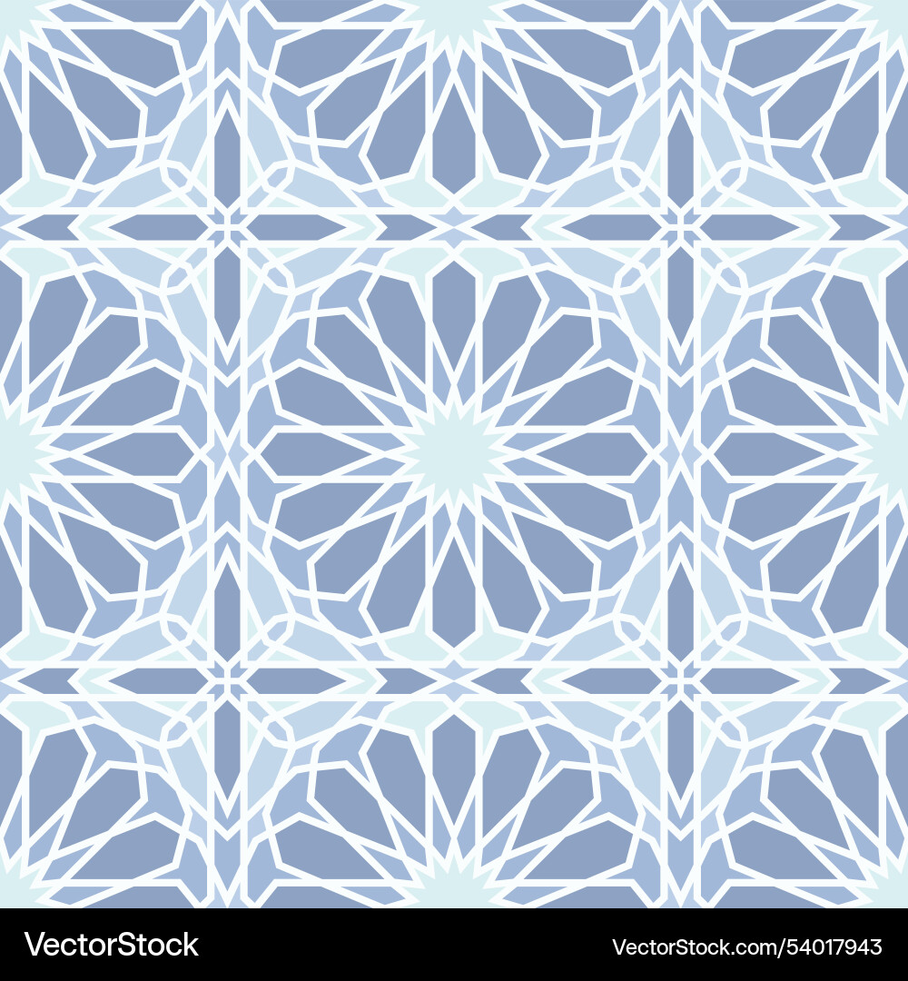 Light blue islamic geometric pattern with star Vector Image