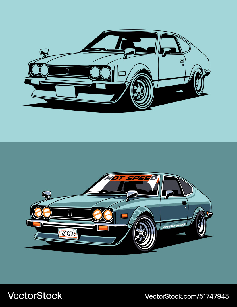 Racing car vintage series 01 Royalty Free Vector Image