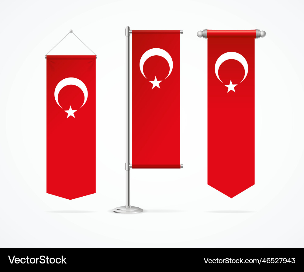 Realistic detailed 3d different turkish flag Vector Image