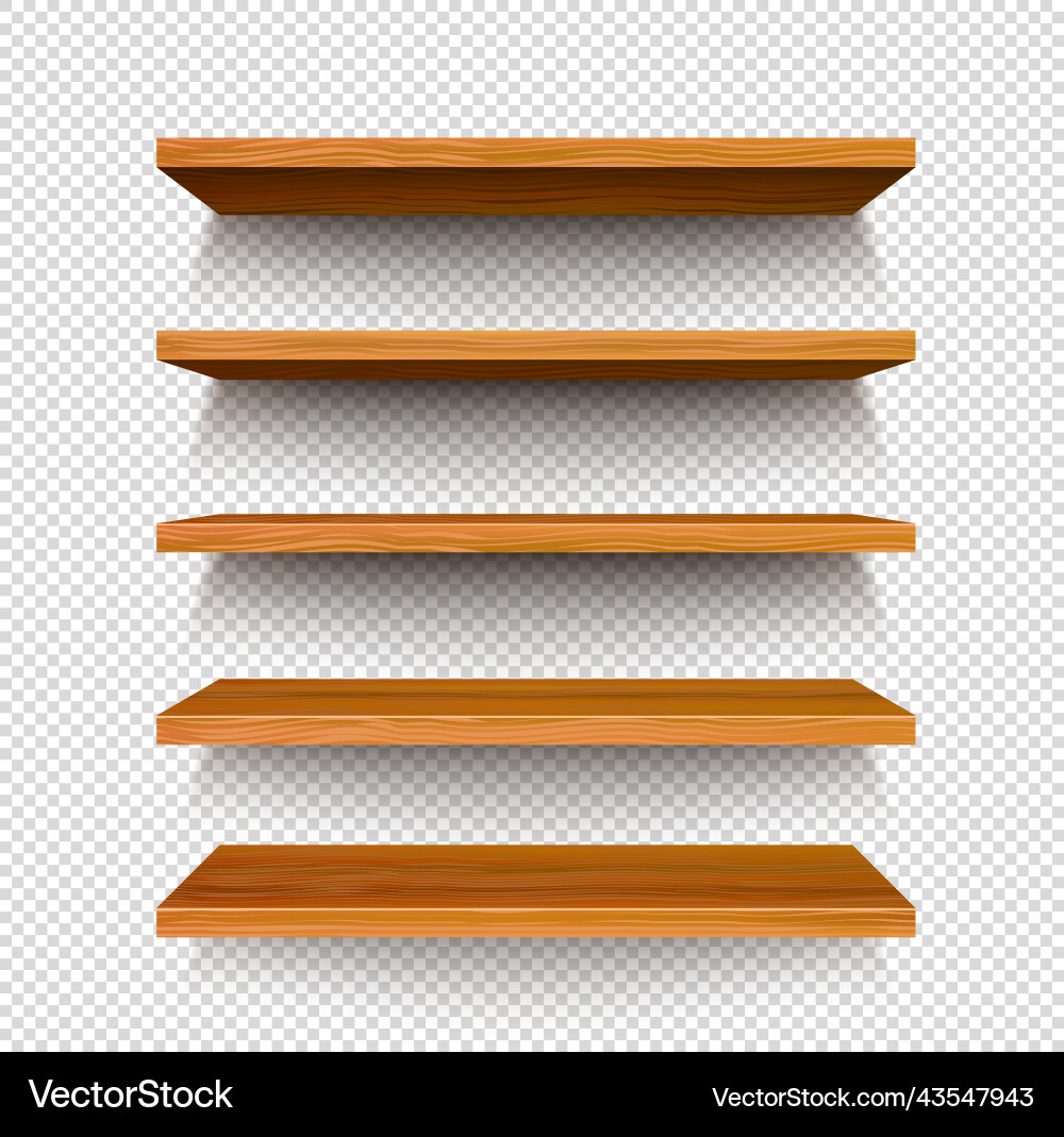 Wooden store shelf on transparent background Vector Image
