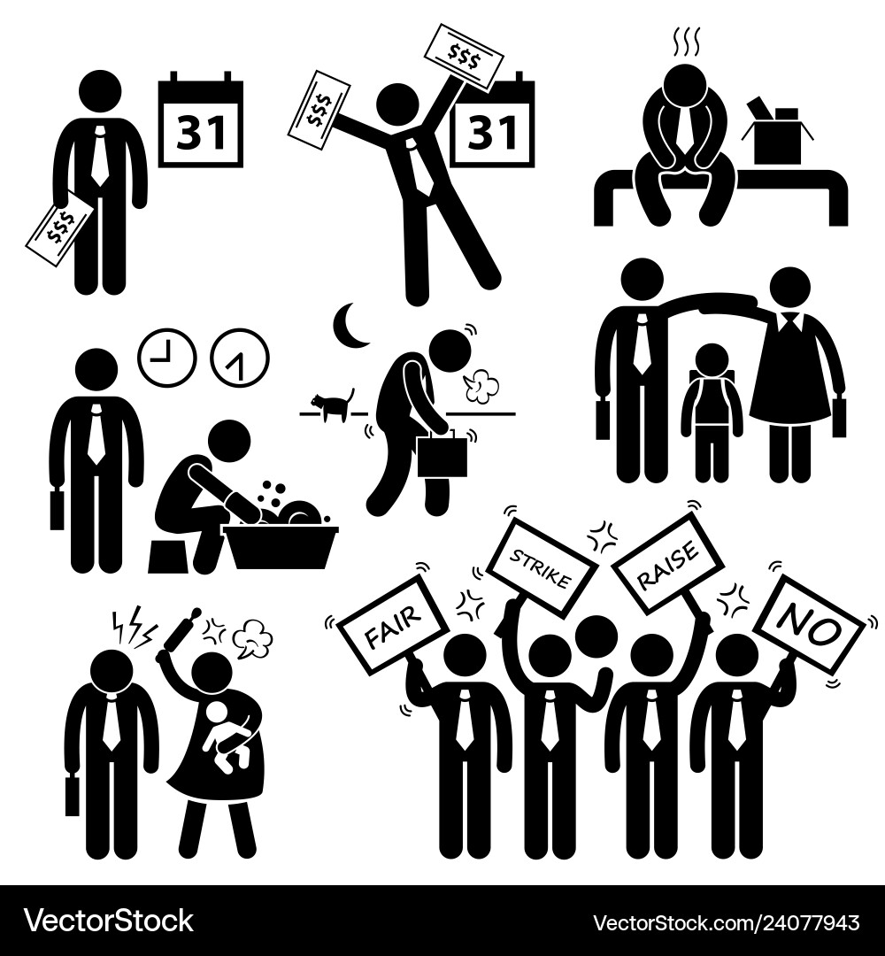 Worker employee income salary financial problem Vector Image