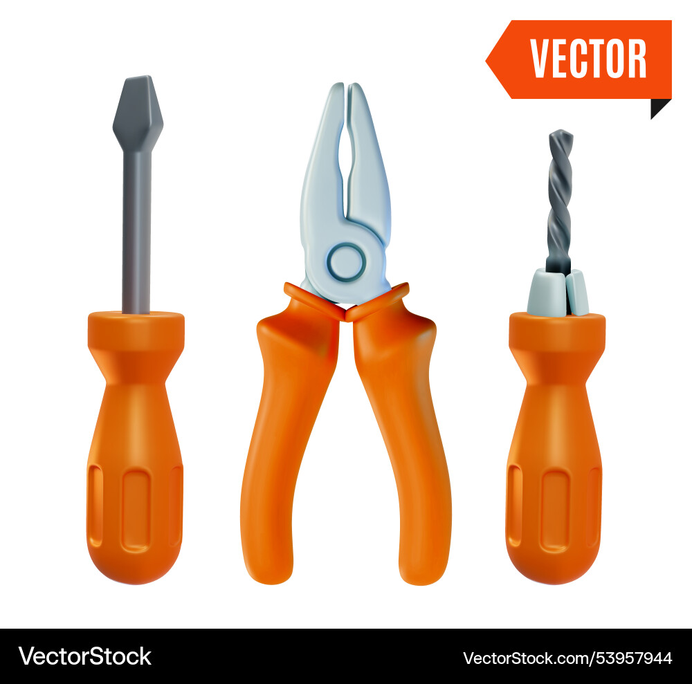 3d fix and repair concept screwdriver pliers Vector Image