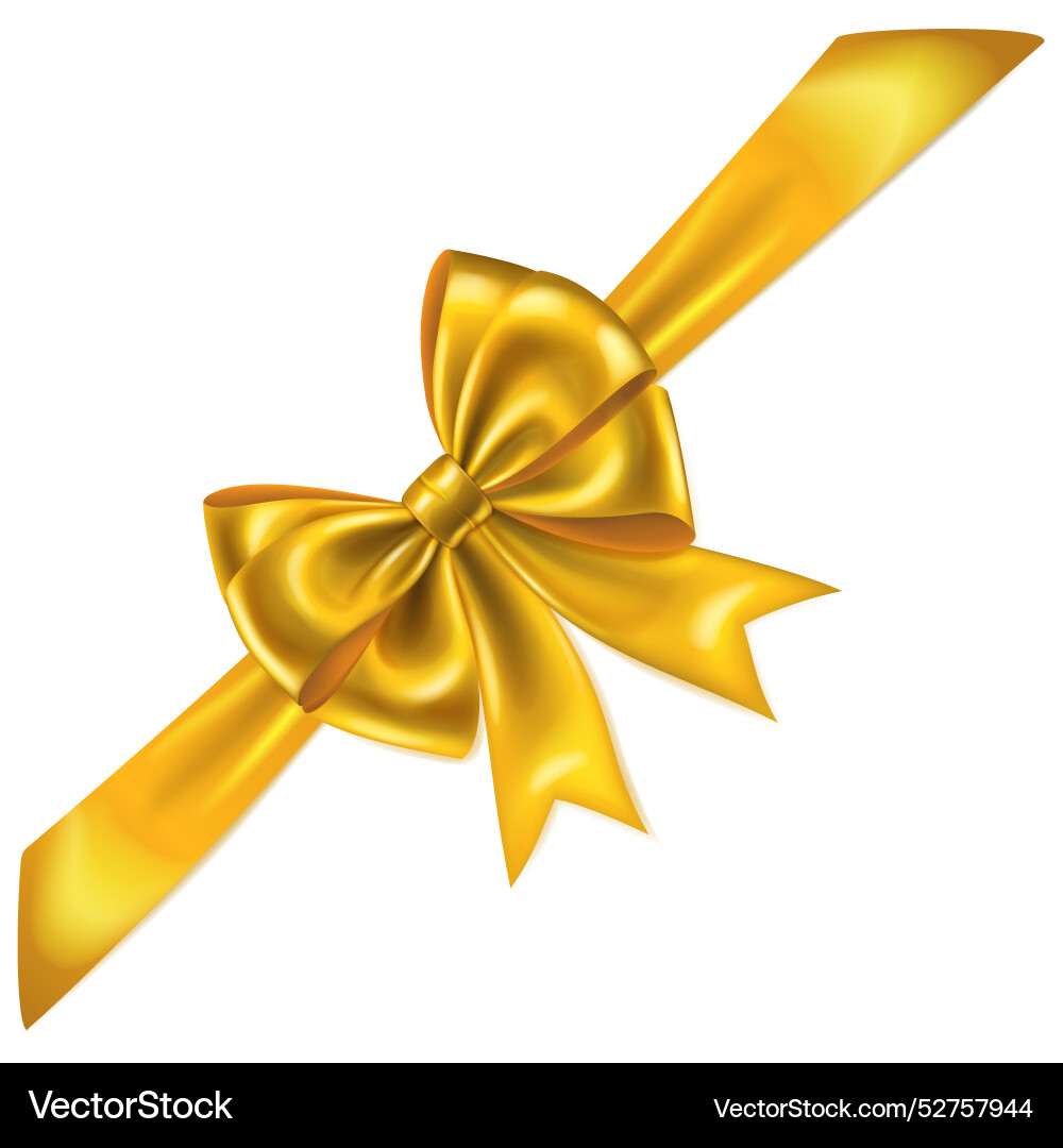 Beautiful large shiny bow with diagonal ribbon Vector Image