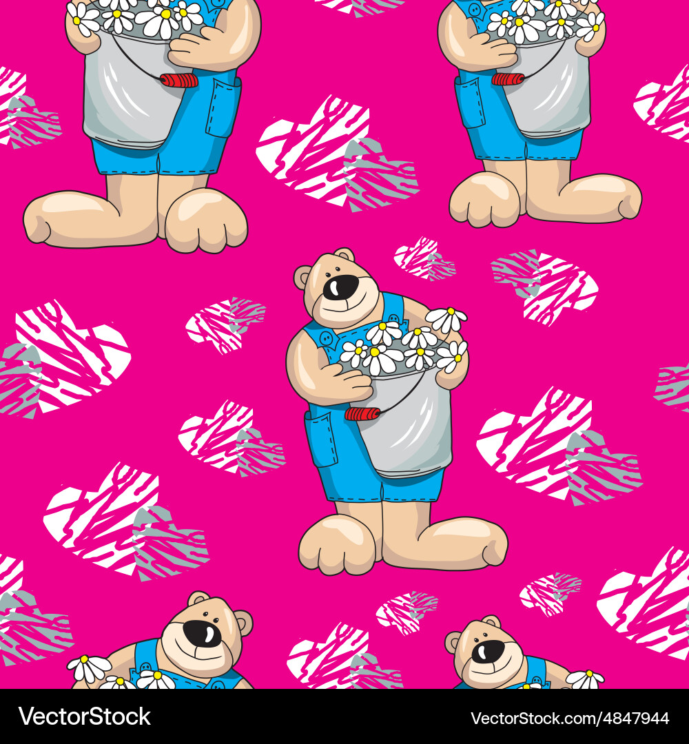 Cute Teddy Bear Pattern Royalty Free Vector Image