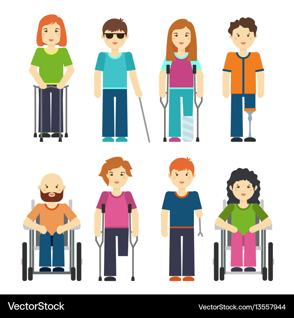 Disabled people isolated on white background Vector Image