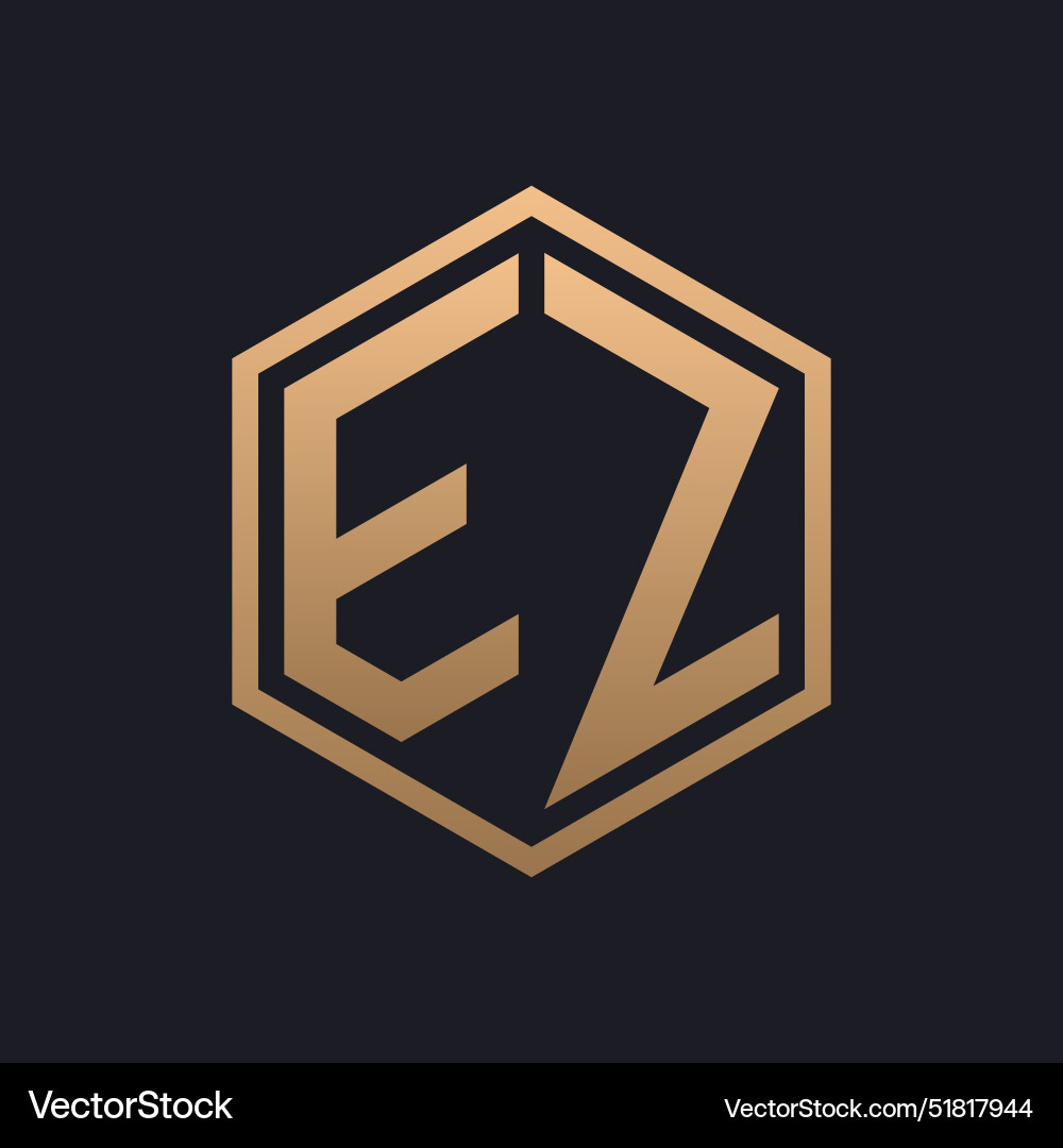 Elegant hexagon letter ez logo design initial Vector Image