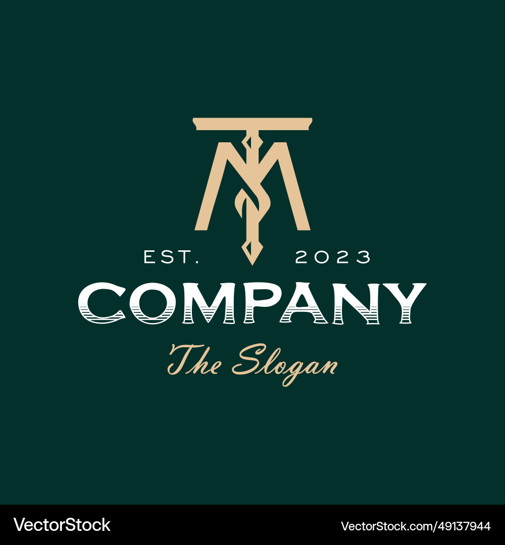 Elegant Initial Monogram T M Logo Royalty Free Vector Image
