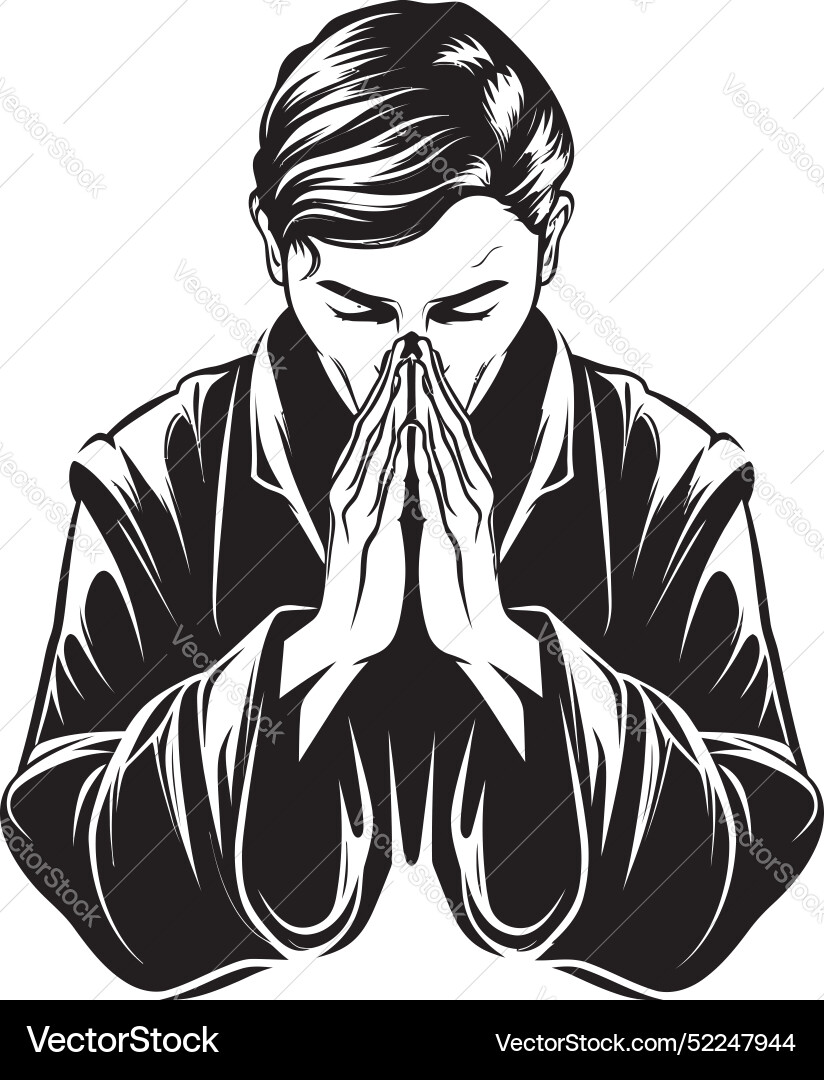 Ethereal embodiment elegant praying man hands Vector Image