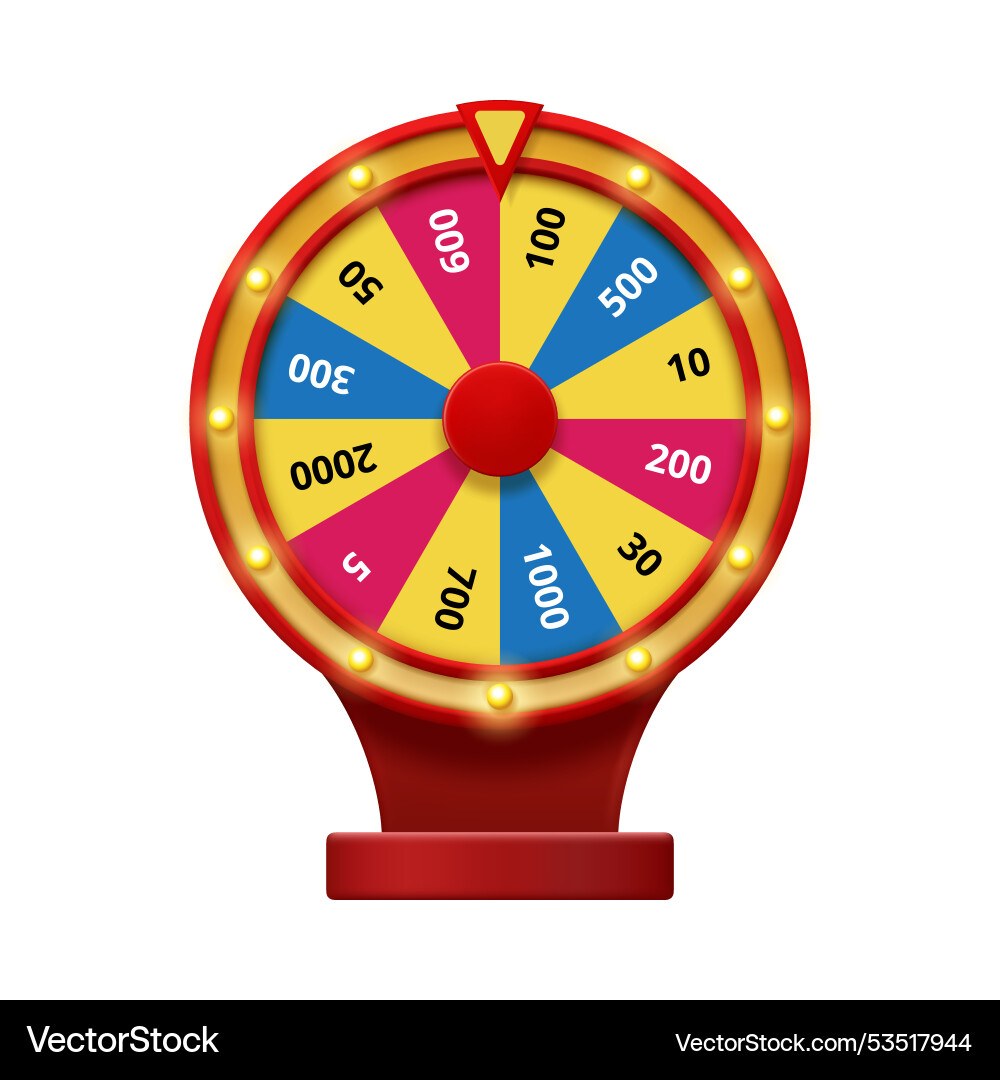 Gambling wheel with pointer and prize Royalty Free Vector