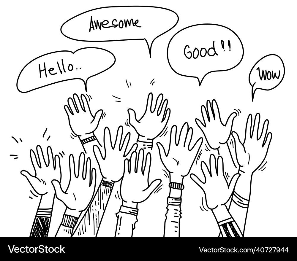 Hand drawn of hands up clapping ovation Royalty Free Vector