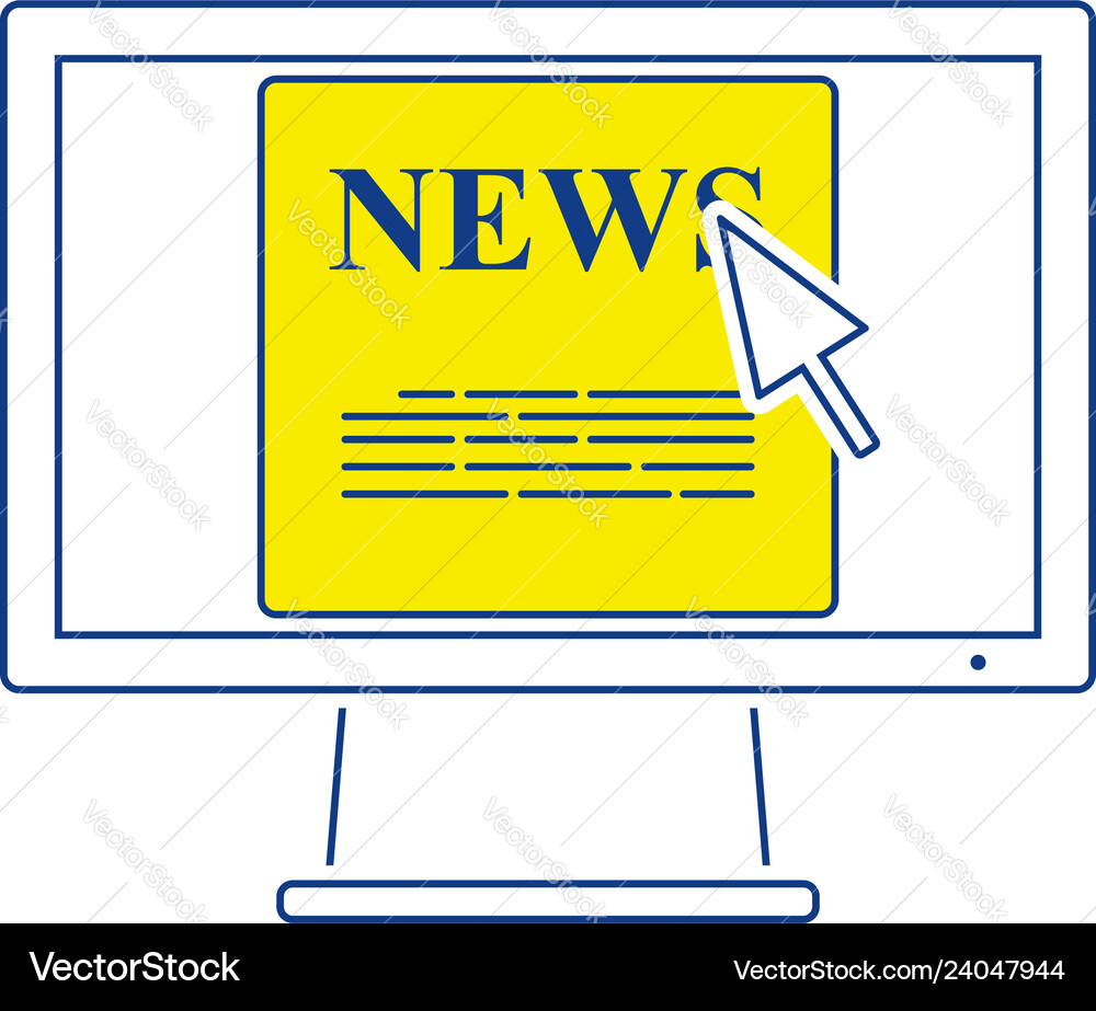 Monitor with news icon Royalty Free Vector Image