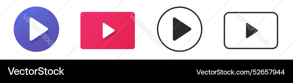 Play button icon for start video or music set Vector Image