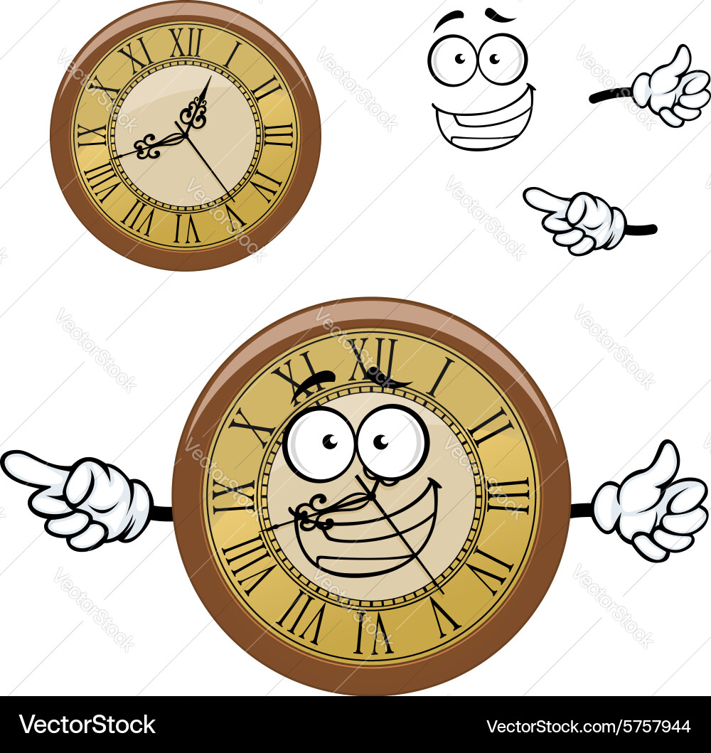 Vintage isolated clock cartoon character Vector Image