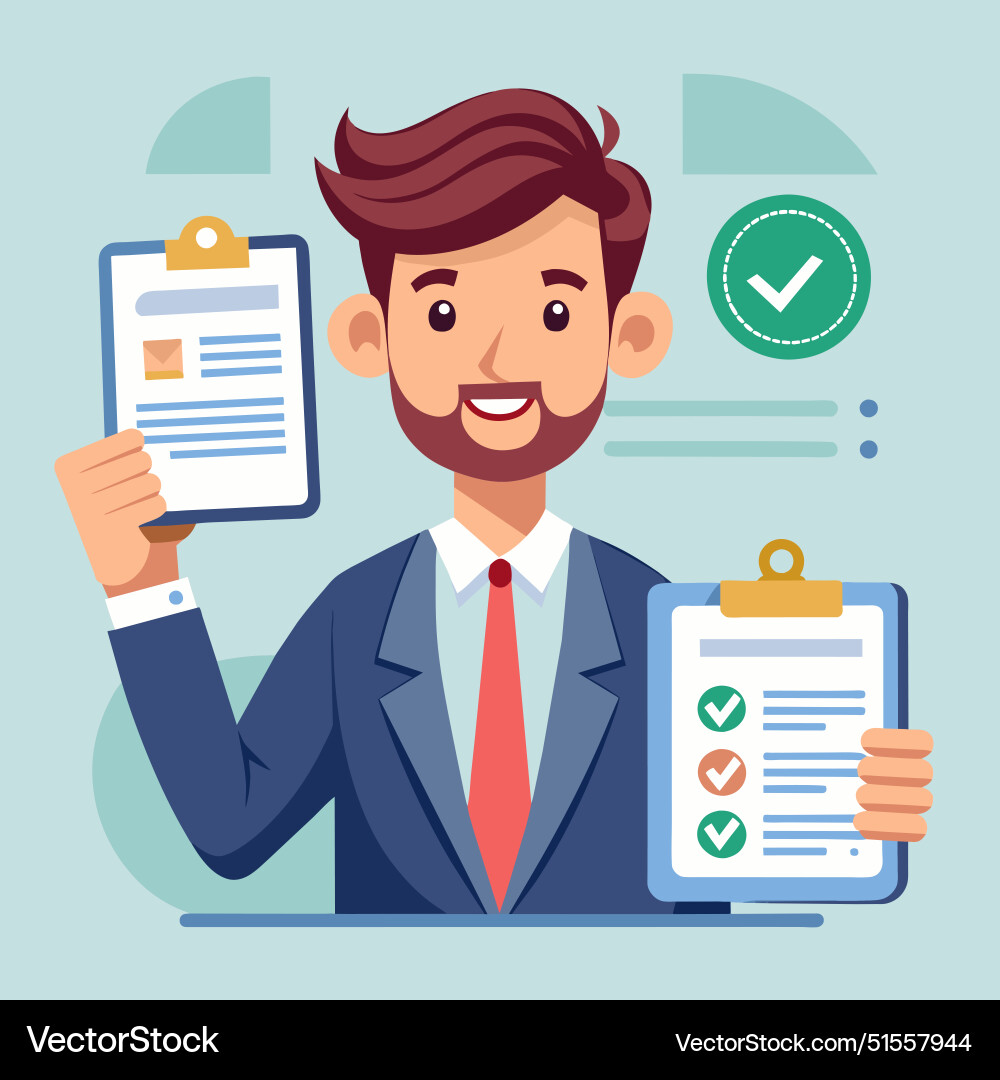 Work permit document approved contract agreement Vector Image