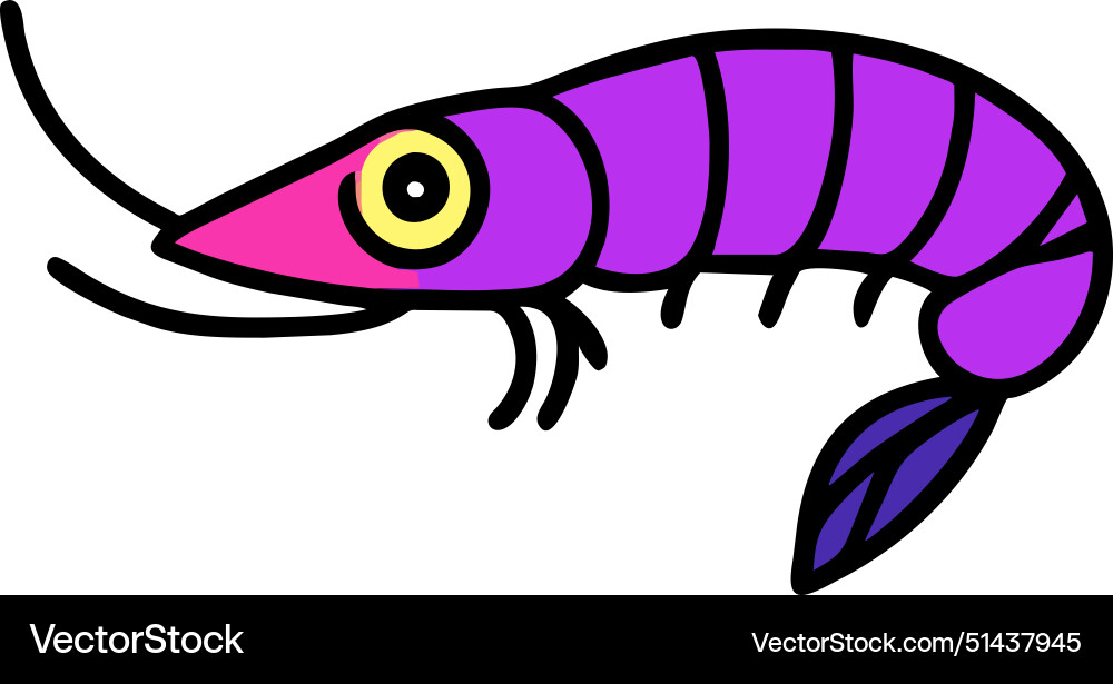 Amano shrimp prawn purple icon Royalty Free Vector Image