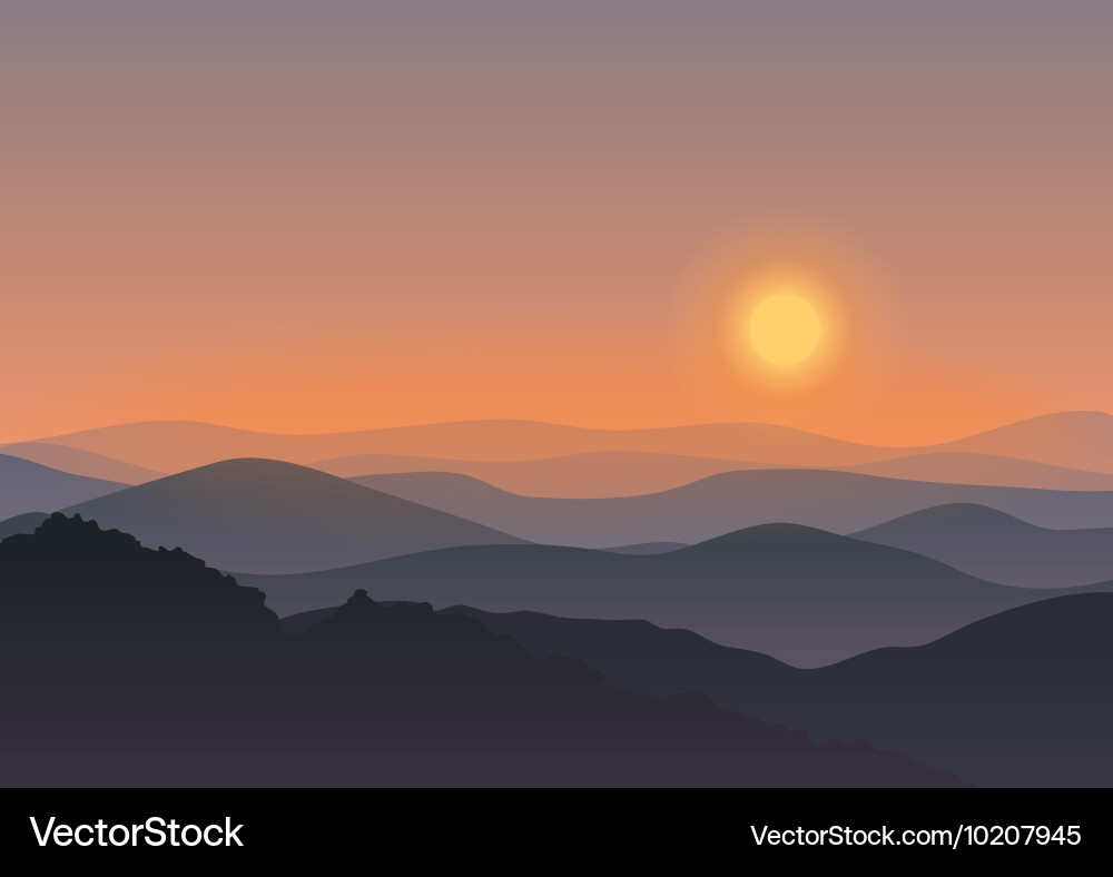 Cartoon Sunset Mountains
