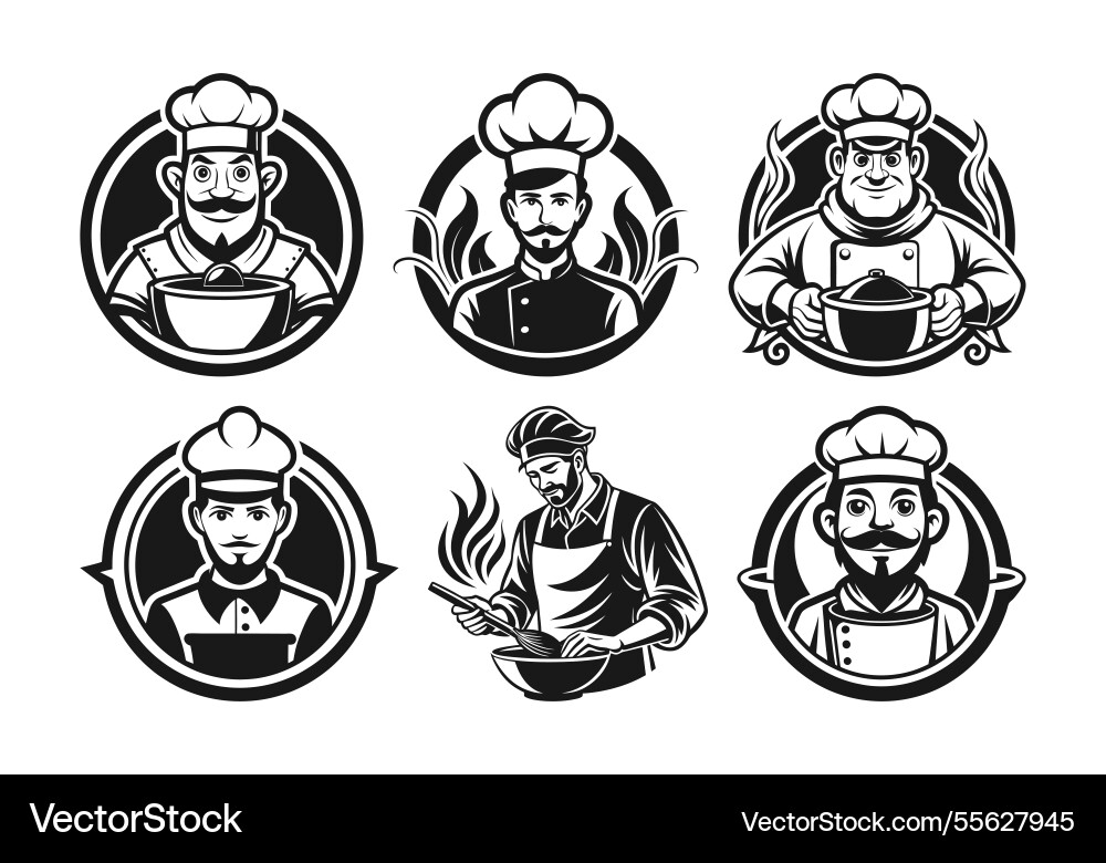Chef Logo Set - Culinary Icons Royalty Free Vector Image