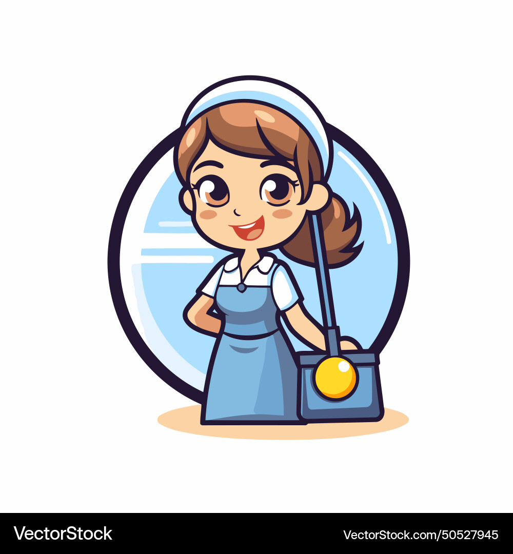 Cleaning lady cartoon character service Royalty Free Vector