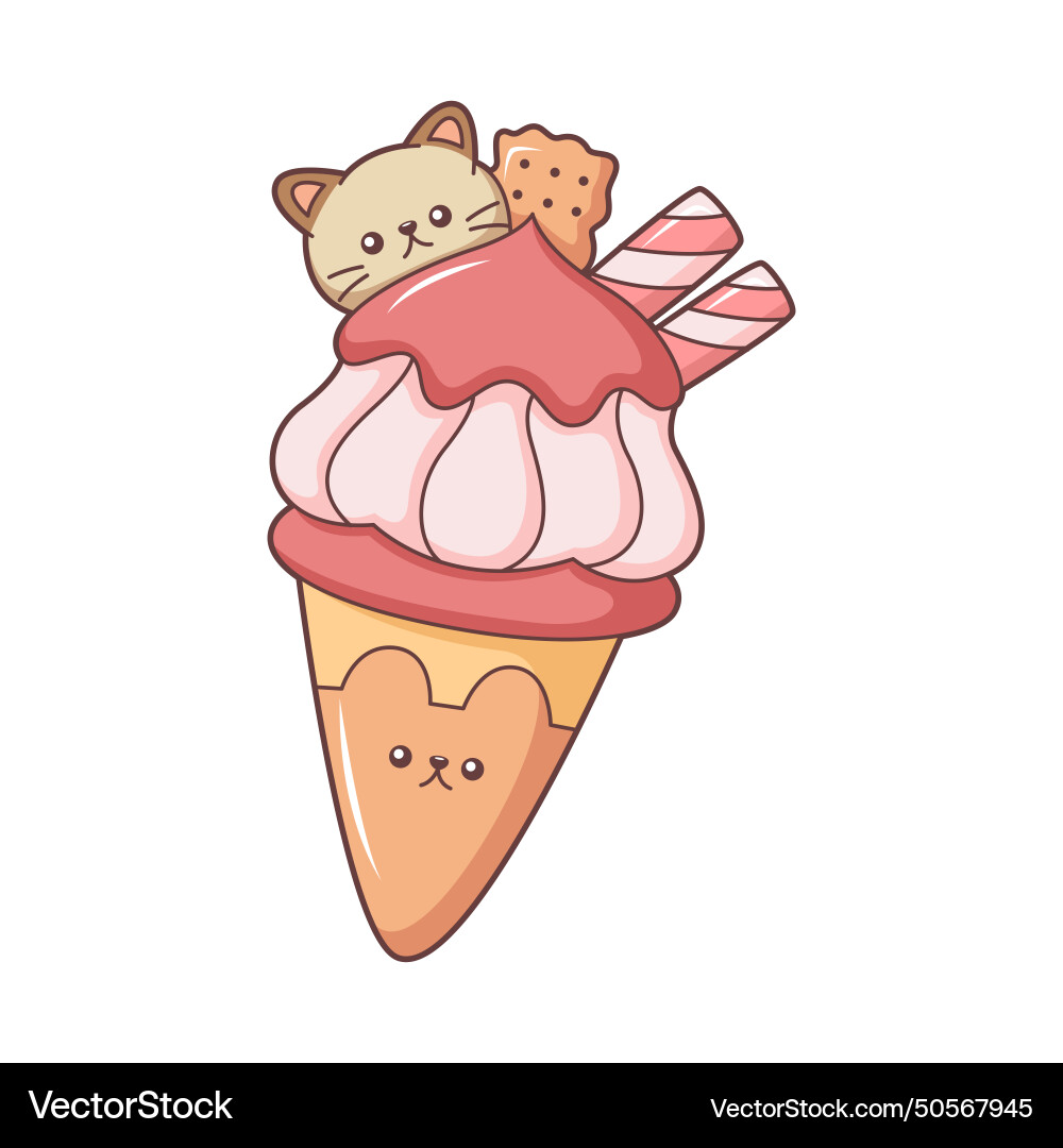 Cute ice cream character design Royalty Free Vector Image