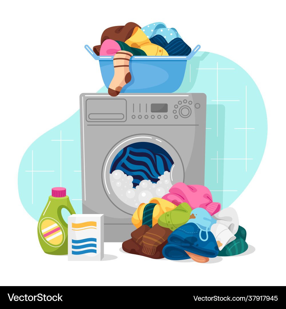 Dirty Laundry & Washing Machine Royalty Free Vector