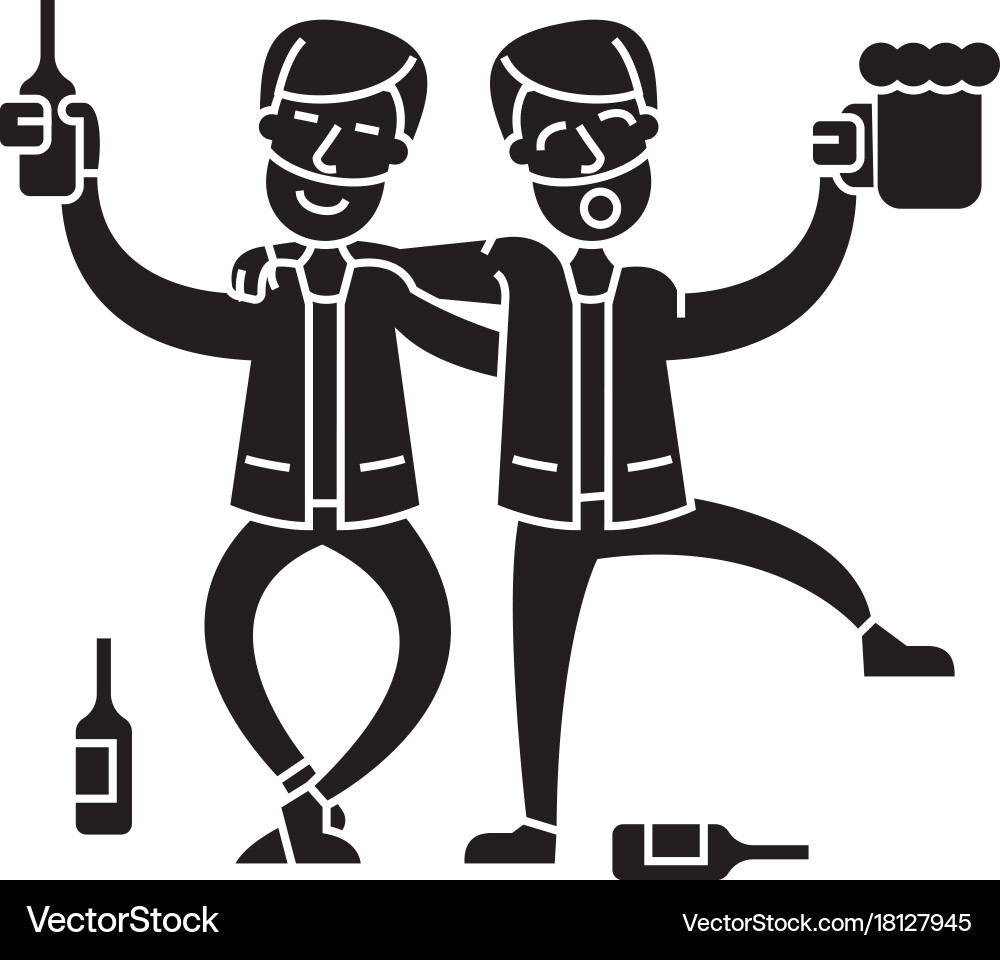 Drunk people two men drinking icon Royalty Free Vector Image