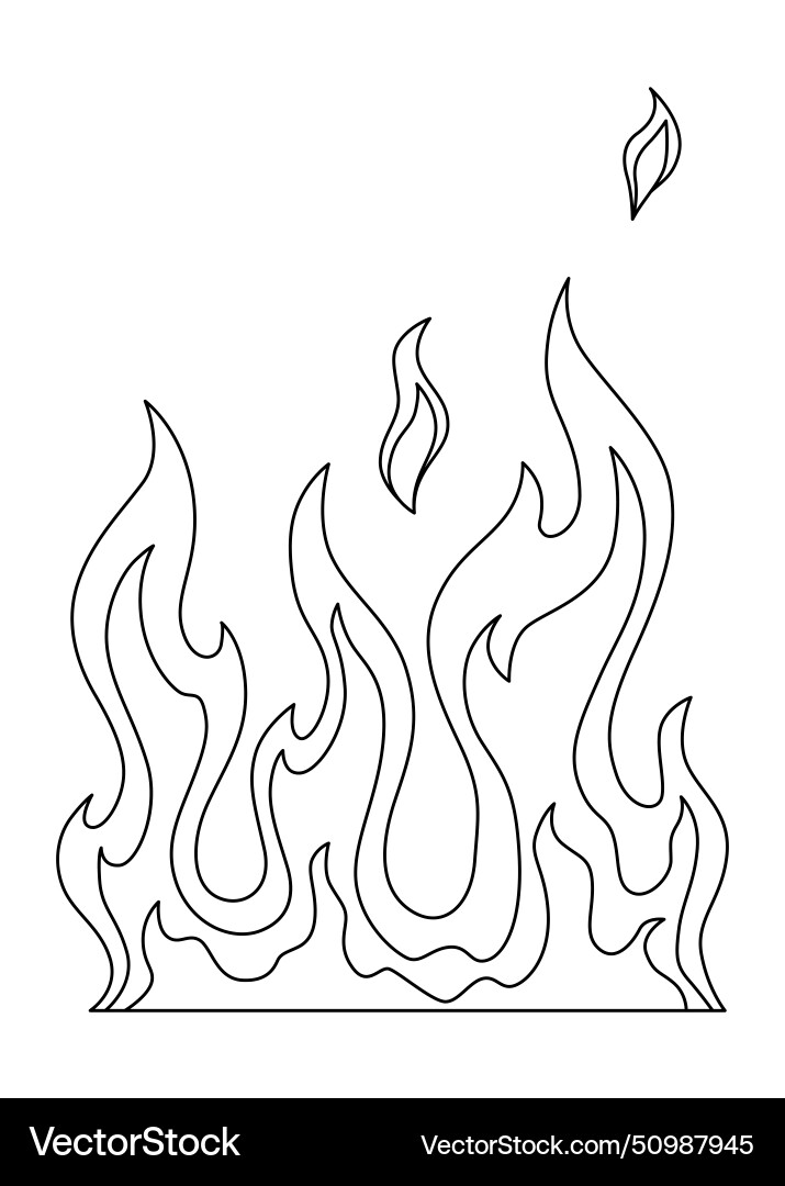 Fire flame line icon cartoon heat wildfire Vector Image