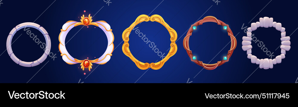 Game avatar frame fantasy ui rank border badge Vector Image