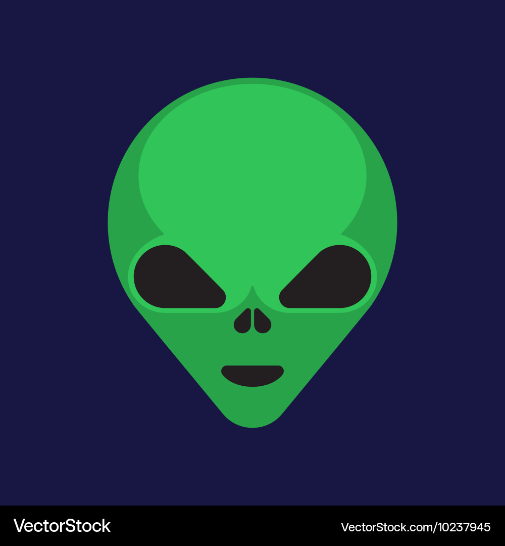 Green cartoon aliens head isolated Royalty Free Vector Image