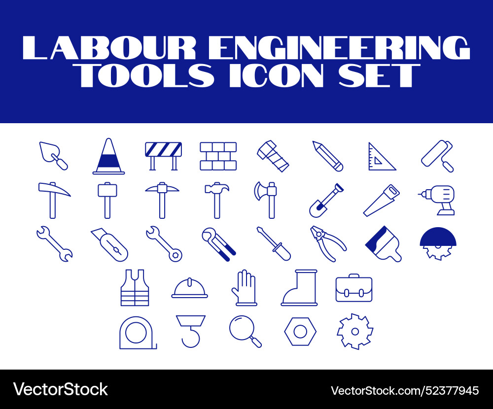 Labor icon set construction tools icons vec Vector Image