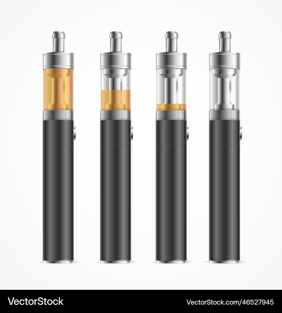 Realistic detailed 3d different black vape pen Vector Image