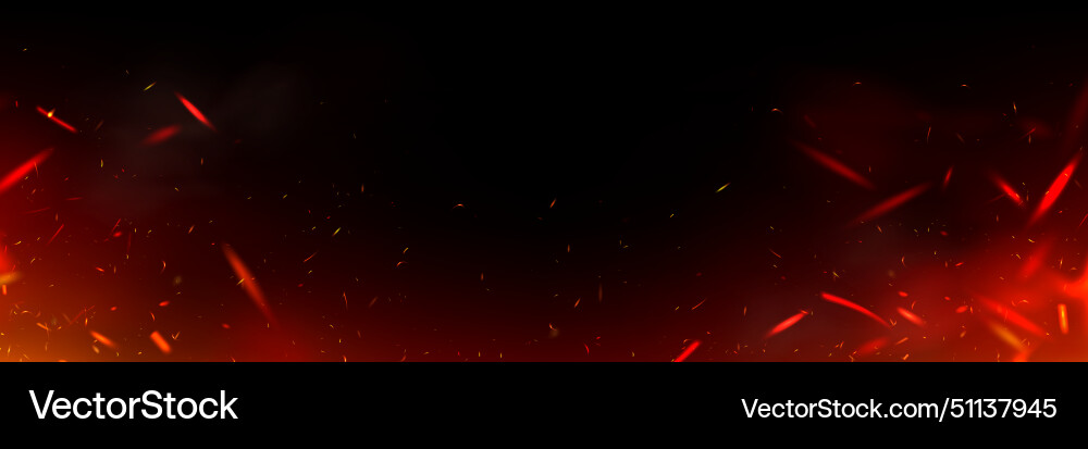 Red fire and smoke overlay with flame spark glow Vector Image