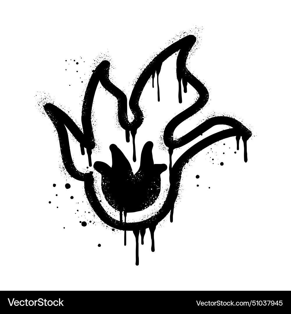 Spray painted graffiti fire flame icon Royalty Free Vector