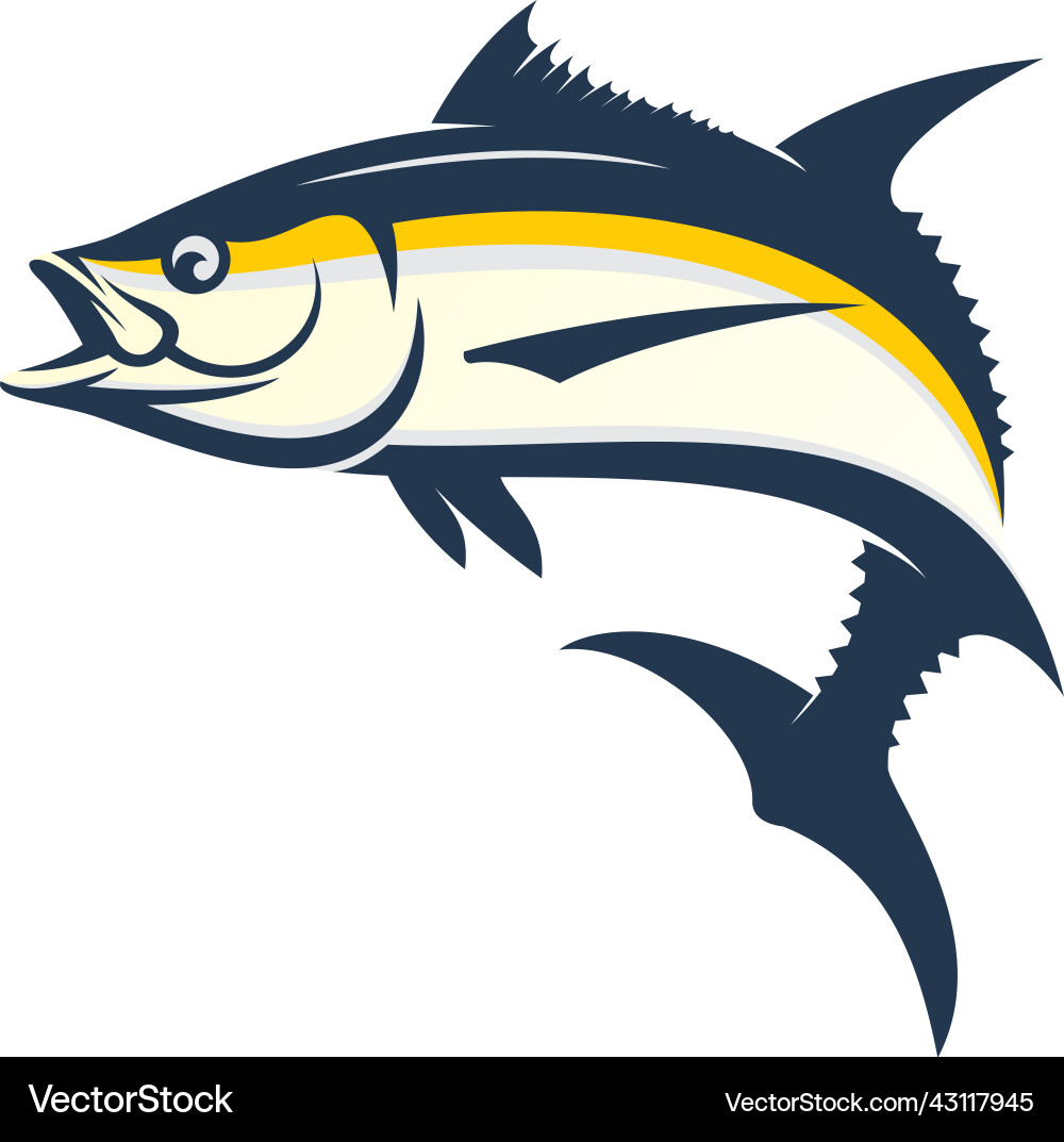 Tuna fish fishing template Royalty Free Vector Image
