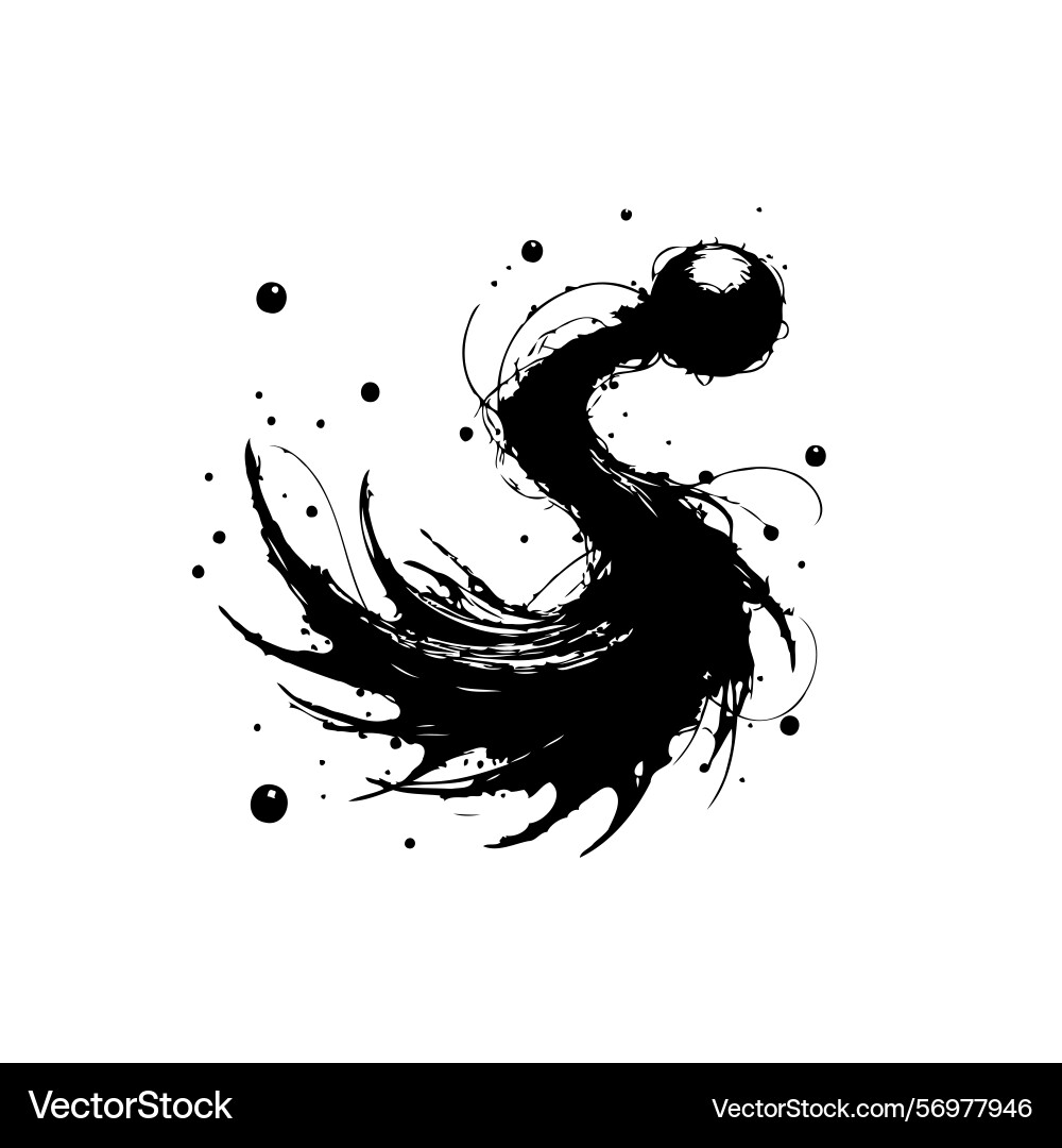 Abstract ink blot design with expressive swirling Vector Image