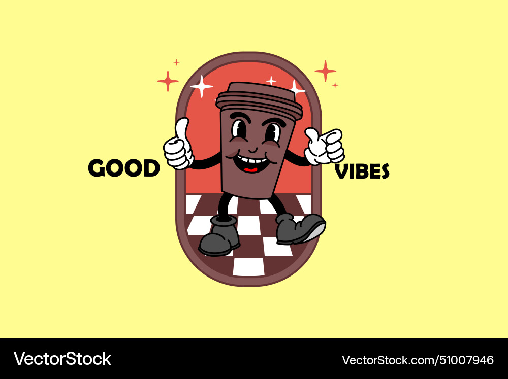 Cartoon abstract stickers retro comic character Vector Image
