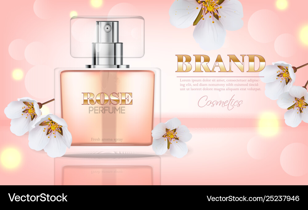 Cherry blossom perfume realistic product Vector Image