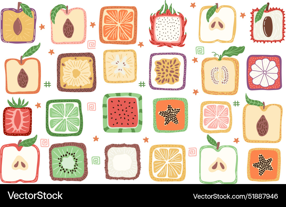Colorful square fruit Royalty Free Vector Image
