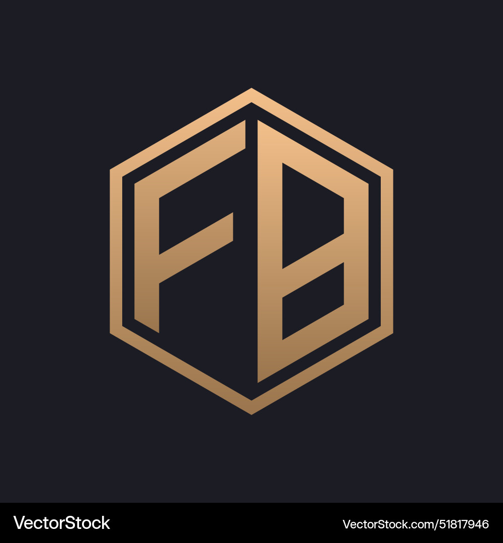 Elegant hexagon letter fb logo design initial Vector Image