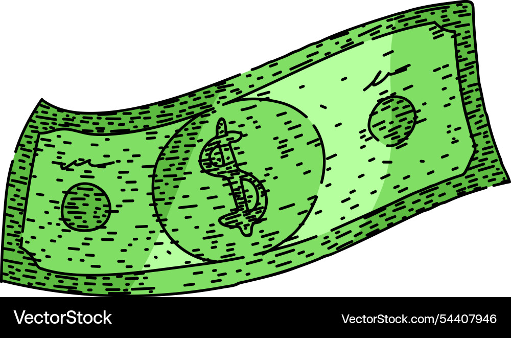 Finance dollar bill sketch hand drawn Royalty Free Vector
