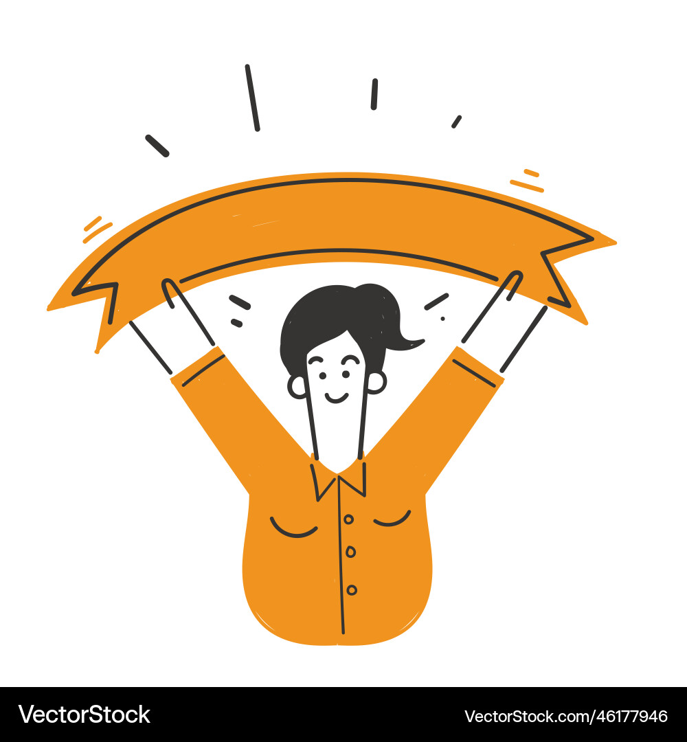 Hand drawn doodle classic ribbon isolated Vector Image