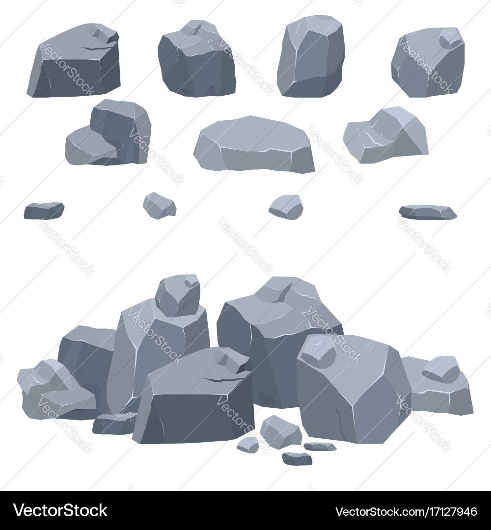 Rocks stones collection different boulders Vector Image