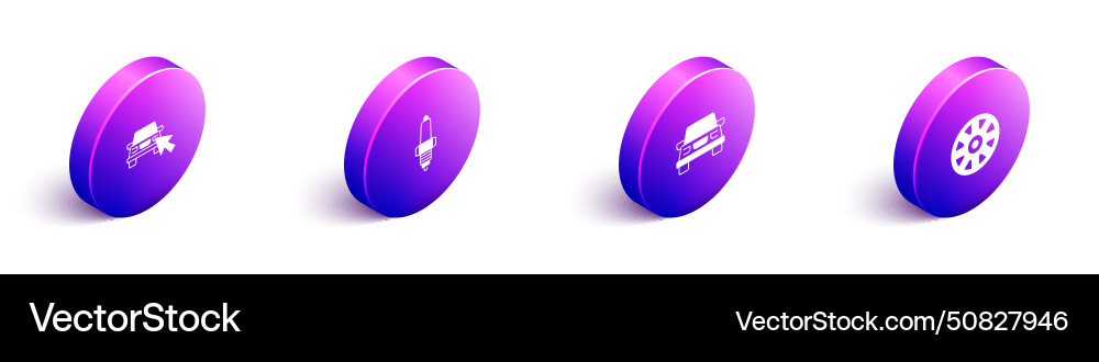 Set isometric online car sharing spark plug Vector Image