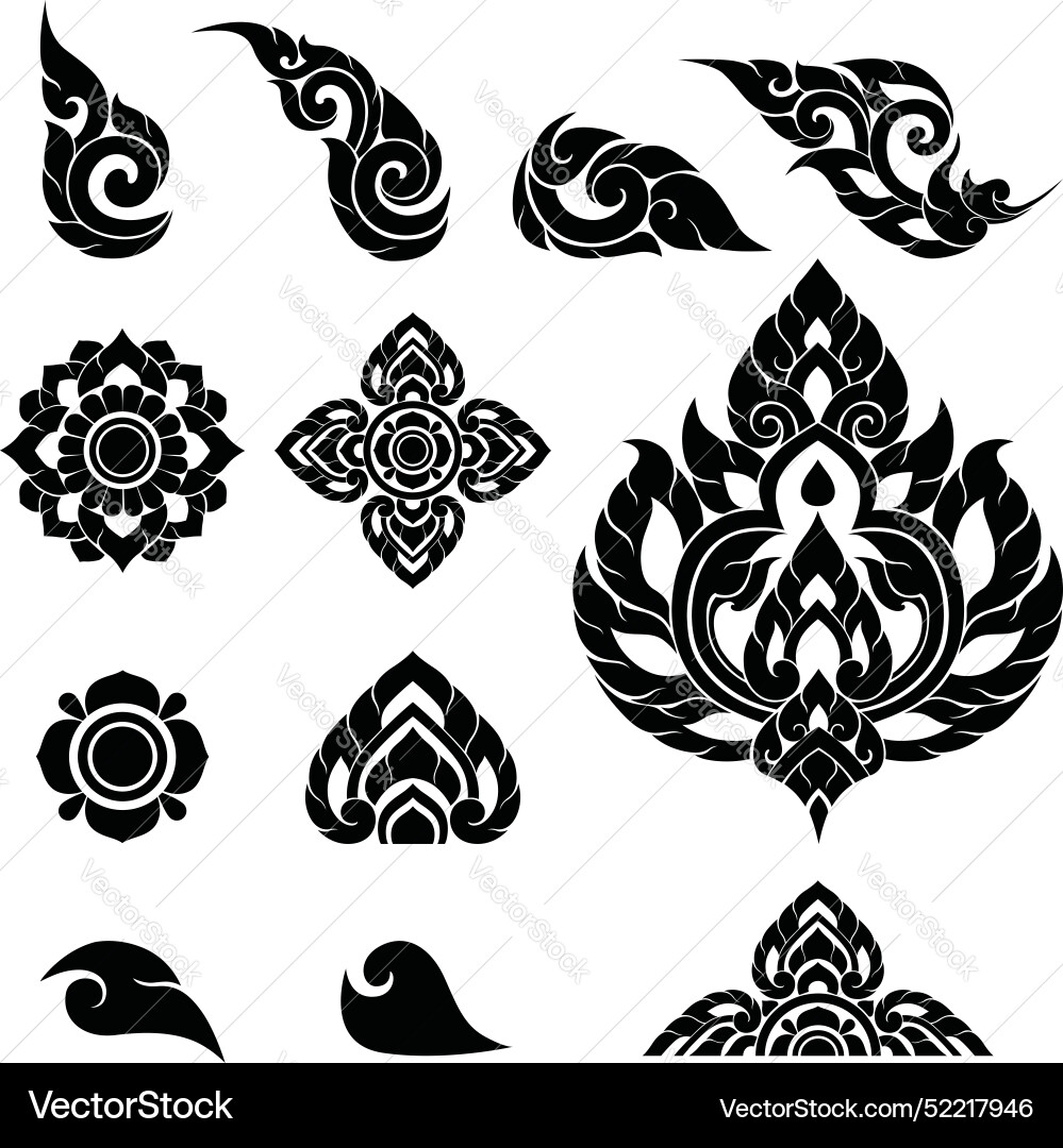 Thai Decorative Patterns Royalty Free Vector Image