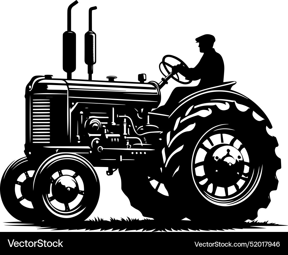 Tractor silhouette isolated on a white background Vector Image